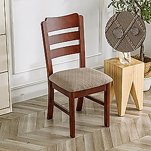 Genina Waterproof Seat Covers for Dining Room Chairs Covers Dining Chair Cover Kitchen Chair Covers (Taupe, 6 Pcs)