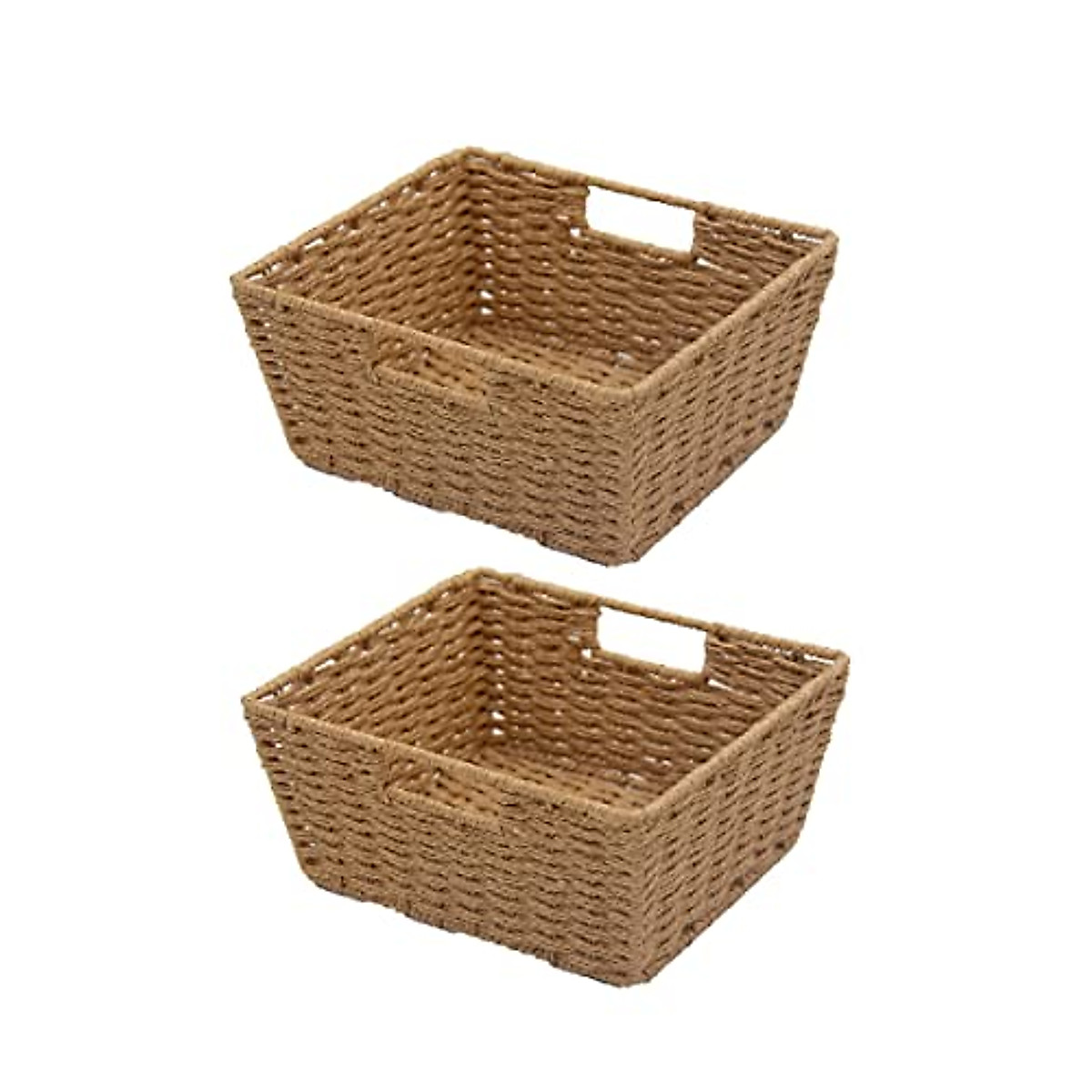 KOVOT Storage Woven Baskets Wicker Storage Wicker Storage Baskets with Built-in Carry Handles | Laundry Storage Pantry Bin - 9"L x 8"W x 4"H (2-Pack)