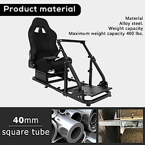 Minneer Immersion Racing Simulator Cockpit/with Black Seat/Fit for Thrustmaster,FANTEC,logitech G25,G29,G92,G923 /Height Adjustable Gaming Steering Wheel Stand/Wheel&Pedals Not Included