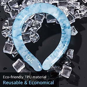 Jelly farm Neck Cooling Tube, Neck Cooler for Summer Outdoor Sports, Reusable Neck Cooling Wrap, Neck Wearable Gel Ice Pack (Round),Blue