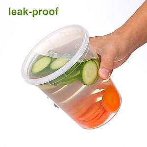 Moretoes 60 Mix Sets Plastic Deli Disposable Food Storage Containers With Airtight Lids, Heavy-Duty Microwaveable Airtight Container For Soups, Meal Prep, Leftovers, Sauces (2 Sizes, 16oz, 32oz)