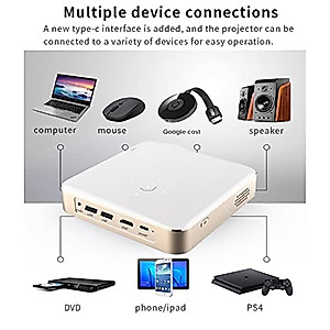 VIBY S350 Mini Dlp Projector Smart Tv Android 9.0 Pico Protable 1080p Outdoor 4k Cinema for Smartphone (Color : D)