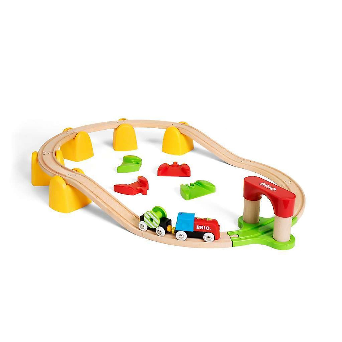 BRIO World 33710 - My First Railway Battery Operated Train Set | 25 Piece Wood Train Set for Toddlers | Inclusive of Accessories and Wooden Tracks | Certified by Forest Stewardship Council