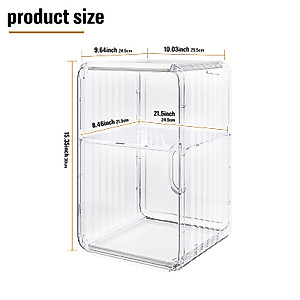 Ceinun Bread Box Food Grade Plastic Bread Box with Detachable Adjustable Divider Bread Storage and Organizer for Kitchen Clear White