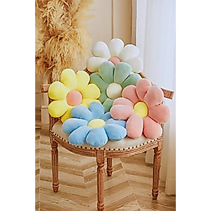 Solaka Flower-Shaped Stretch Plush Throw Pillow Cushions for Sofa Office Sedentary Leisure and Comfortable Cushion Green, 15.75inch