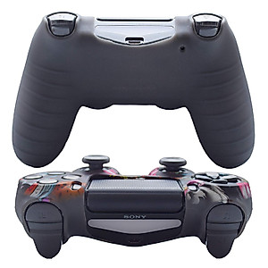 PS4 Controller Grip,Hikfly Skin Silicone Gel Controller Cover Case Protector Compatible for PS4/PS4 Slim/PS4 Pro Controller (1x Controller Cover with 8 x FPS Pro Thumb Grip Caps)(Grey Paw)