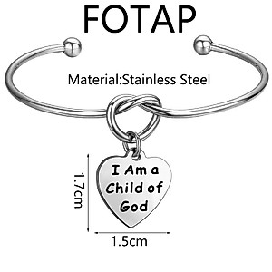 FOTAP I Am A Child Of God Stainless Steel Charm Bangle First Communion Gift Baptism Gift Confirmation Gift Religious Gift (God cuff bracelet)