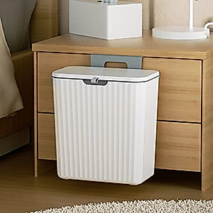 2.4 Gal Hanging Trash Can for Kitchen Cabinet Door with Slide Open Lid, Wall Mounted Plastic Garbage Bin for Kitchen Under Sink, Bathroom, Cupboard, Bedroom, Office, Camping