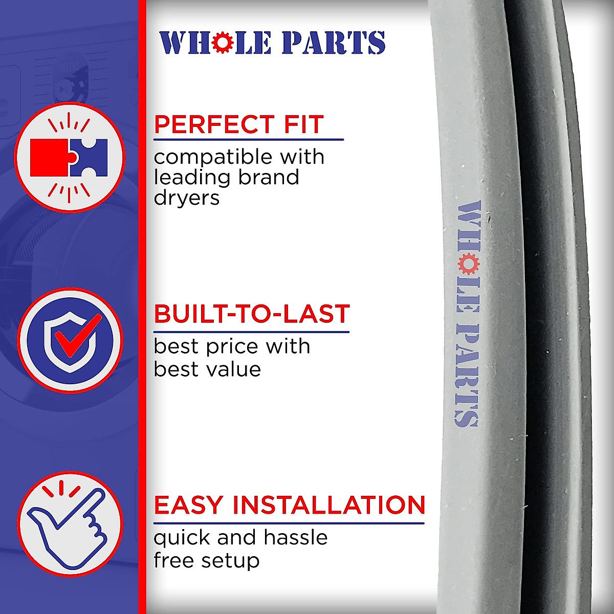 Whole Parts Internal Dryer Door Gasket Part# DC62-00339A - Replacement & Compatible with Some Samsung Dryers