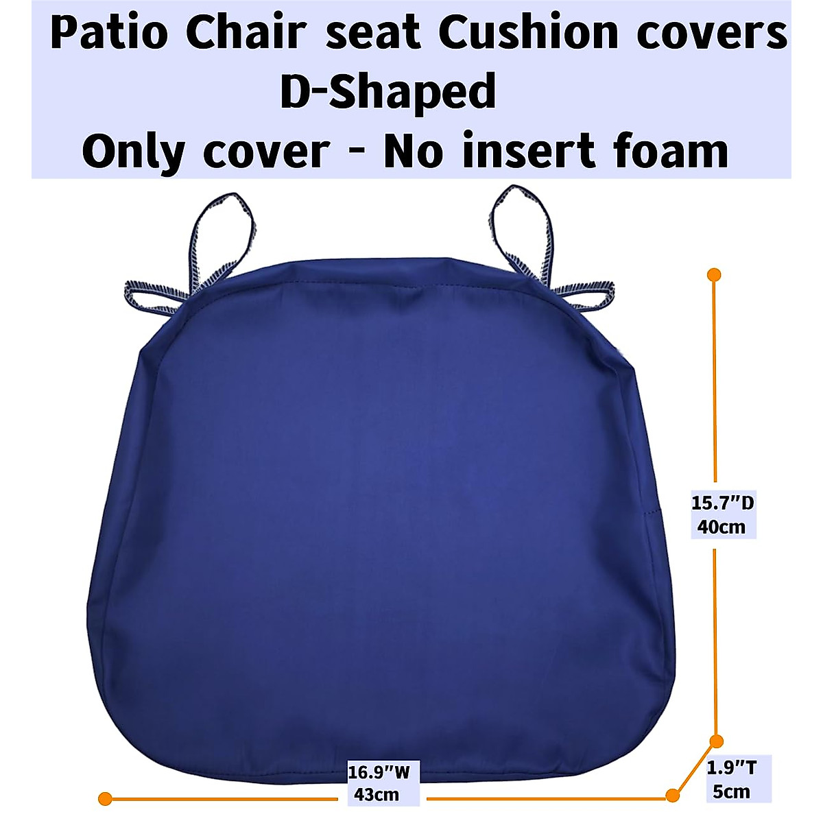 Outdoor Removable Replaceable Waterproof Seat Cushion Covers 17x16x2 Set of 4 for Patio Dining Chairs or Furniture,Non-slip rounded corners on the bottom,3 years anti-fading (Foam Not Included)