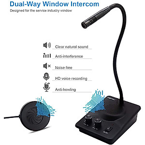 Daytech Window Speaker System 2 Way Intercom Communication Microphone Intercom Anti-Interference for Bank Restaurant Business Government Office Hospital with Volume Control 2 Pack