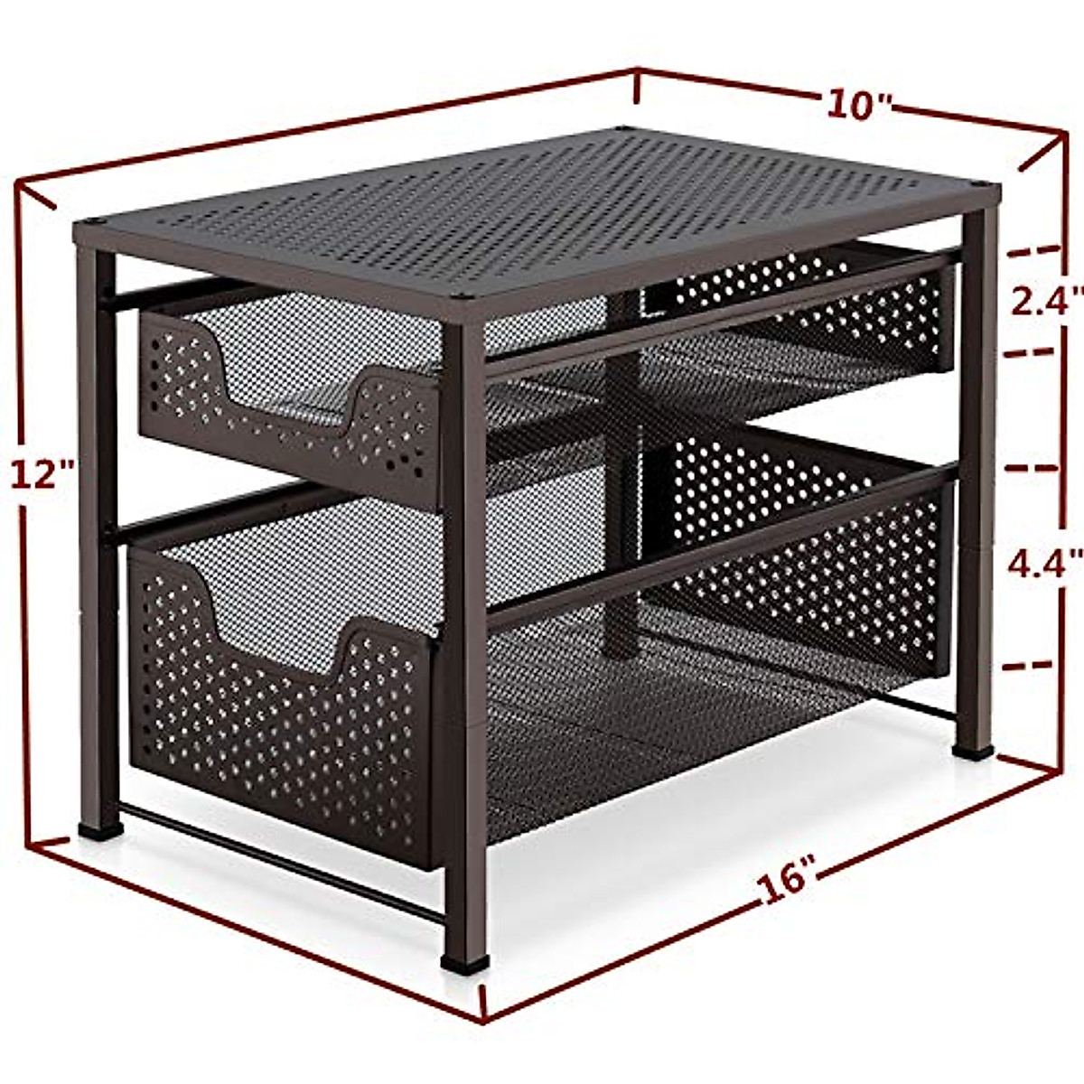Bextsware Auledio Stackable Multi-Function Under Sink Organizer 2 Tier Sliding Basket Cabinet, Bronze