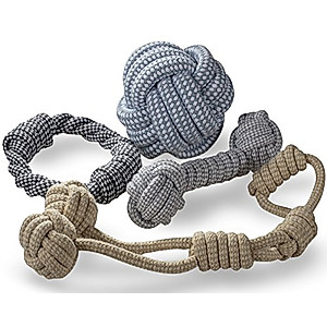 Paws & Pals Dog Chew Toys, Indestructible Cotton Braided Rope Toy, Best for Teething Puppy or Large Breed Aggressive and Heavy Chewers, Dogs Play Fetch, Heavy-Duty, Variety of Sizes & Styles