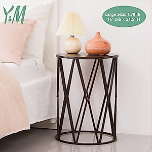 Y&M Set of 3 Round Heavy-Duty Side Table End Table, Coffee Table for Indoor Multifunctional Use, Outdoor Decorative Garden Stool Plant Stand-Pure Brown(Ship from US)