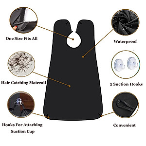 MOLANLY 2Pcs Beard Bib Beard Apron - Waterproof Beard Hair Catcher for Men Shaving & Trimming - Non-Stick Beard Cape Grooming Cloth with 2 Suction Cup, Christmas Gifts for Men Father Boyfriend