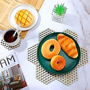 8 Pcs Honeycomb Wood Coaster Set Hollow Hex Honey Comb Wooden Coaster Hexagon Honeycomb Coasters Honeycomb Wooden Cup Cushion Mug Mats for Housewarming Gift Coffee DIY Bar Home Decor