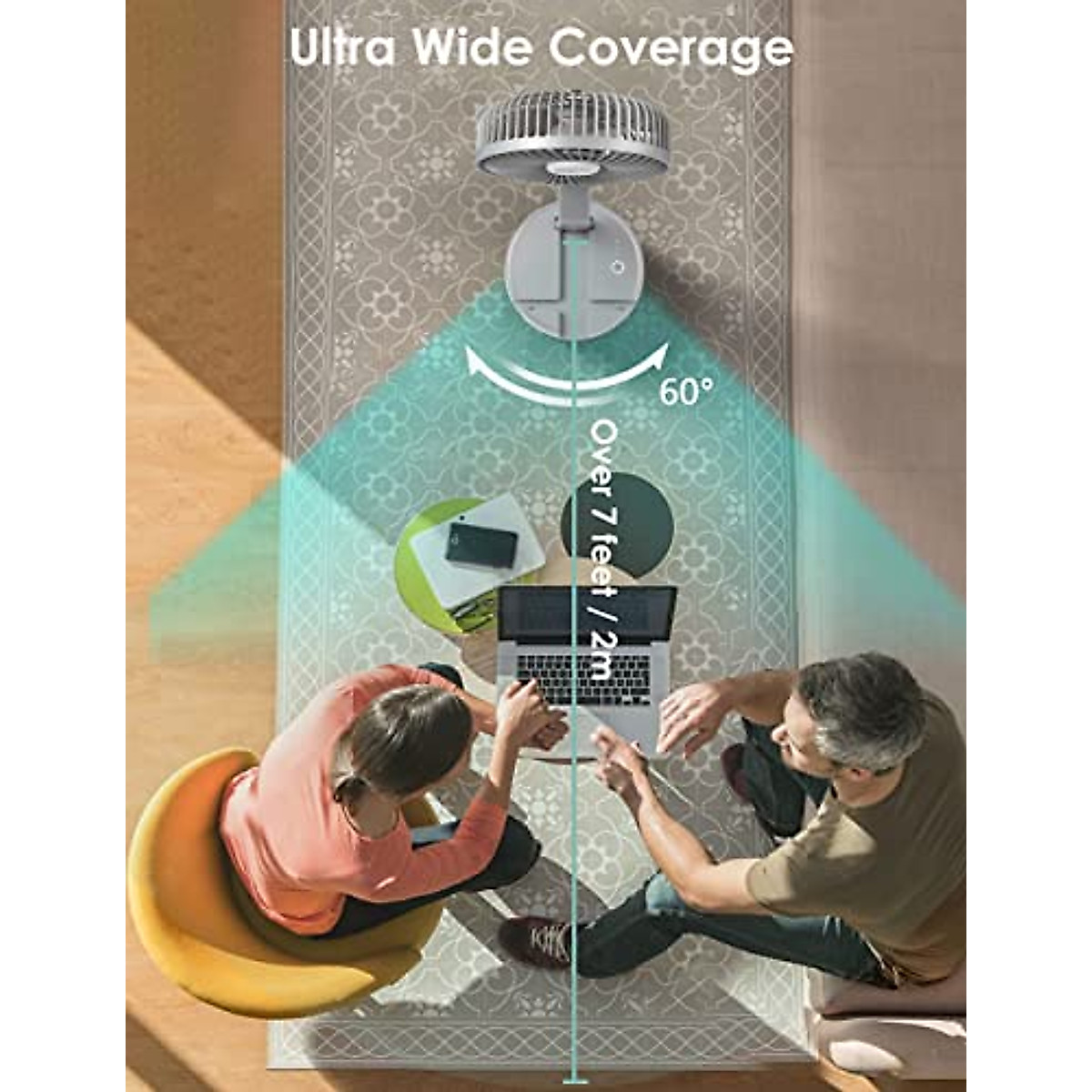 Mayeecare Foldaway Stand Fan, Adjustable Desk Fan Table Fan, Rechargeable Fan Ultra Lightweight Portable Fan with 3 Speed & 3 Brighness for Outdoor Camping Travel, Home, Office, Kitchen