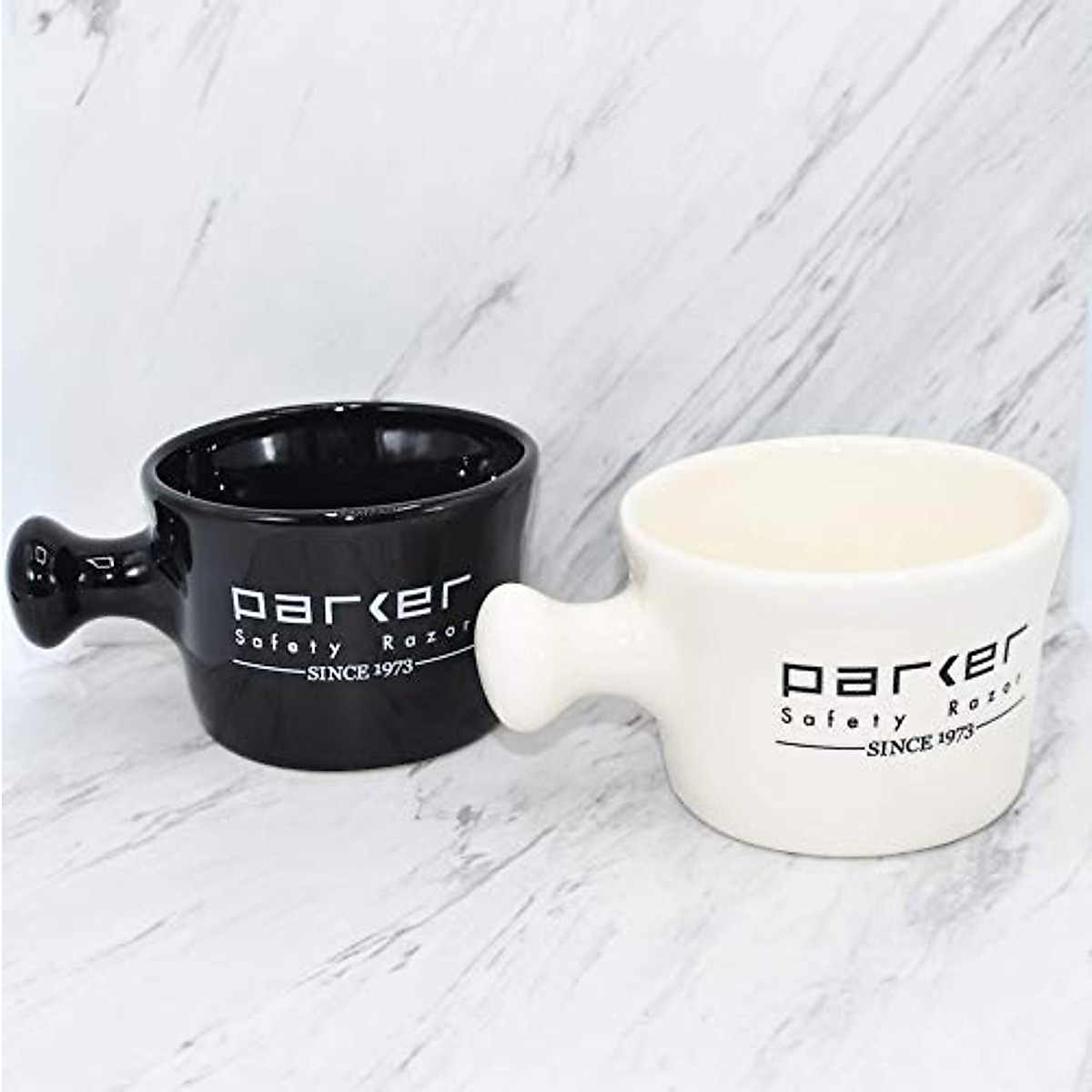Parker Deluxe Stoneware Apothecary Shaving Mug – for use with up to 3” Shave Soaps and Lathering Shave Creams – Handmade in The USA (Ivory)