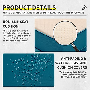 Lviden Outdoor Patio Loveseat Sofa, 2-Seater Small Couch, All Weather Wicker Love Seat Furniture with Peacock Blue Cushions, for Backyard, Garden, Porch, Deck, Balcony