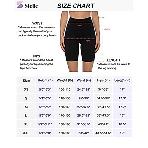 Stelle Womens High Waist Biker Cycling Fitness Gym Running Volleyball Workout Yoga Shorts (Medium, 8'' Black)