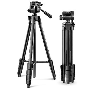 Lightweight 57-inch Camera Tripod for Canon EOS Rebel T3, T3i, T4i, T5, T5i T6i, T6s, T7, T7i, EOS 60D, EOS 70D, EOS 80D, EOS 5D Mark III, EOS 6D, EOS 7D Mark II, EOS-M, EOS-M3, EOS-M50 Cameras