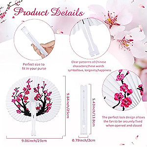 Chinese Japanese Cherry Blossom Hand Fans Paper Folding Fans for Wedding, Japanese Room Decor, Chinese Lunar New Year, Birthday Party, Baby Shower, Music Festival, Parade(20 Pcs)