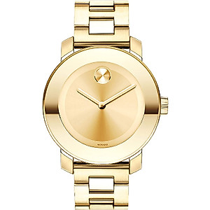 Movado Women's BOLD Iconic Metal Yellow Gold Watch with a Flat Dot Sunray Dial, Gold (Model 3600085)