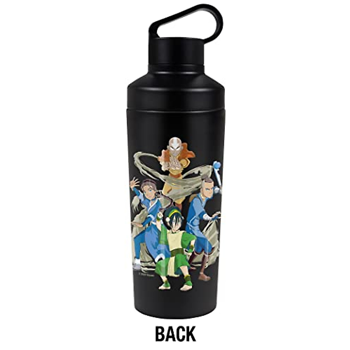 Avatar The Last Airbender OFFICIAL Team Avatar Elements 18 oz Insulated Water Bottle, Leak Resistant, Vacuum Insulated Stainless Steel with 2-in-1 Loop Cap