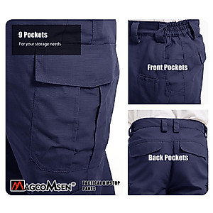 MAGCOMSEN Hiking Pants for Men Quick Dry Military Pants Tactical Pants 9 Pockets Outdoor Pants for Men Lightweight Pants Navy 38