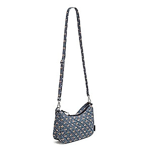 Vera Bradley Women's Cotton Frannie Crescent Crossbody Purse, Bees Navy - Recycled Cotton, One Size