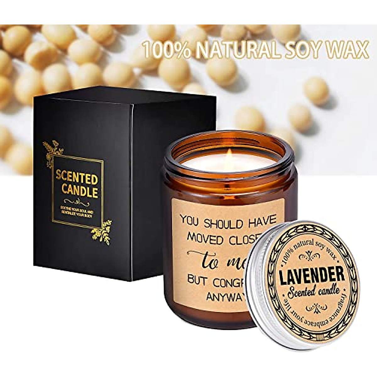 Lavender Scented Candles - Housewarming Gift for New Home, House Warming Gifts for Women, Men, Friend - Housewarming Present, New Home, New Apartment Gifts, Moving Away Gift for Best Friend Female