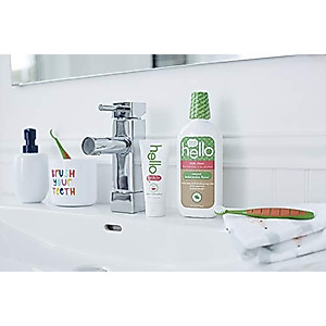 Hello Natural Watermelon Flavor Kids Fluoride Free Toothpaste and Mouthwash, Vegan, Alcohol Free, SLS Free, Gluten Free, 4.2 Ounce Toothpaste Tubes (Pack of 2), 16 Fl Oz Mouthwash Bottle