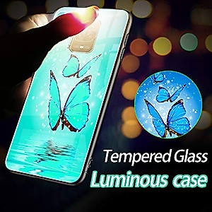 Leton-US Xiaomi Redmi Note 9S/Note 9 Pro Case Silicone Luminous Noctilucent 9H Tempered Glass Back Cover Soft Slim TPU Bumper Shockproof Phone Case Cover for Redmi Note 9S Glow in Dark Meteorite