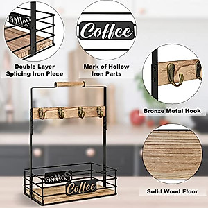 Coffee Mug Holder, Coffee Station Organizer for Countertop with 8 Mug Hooks, Coffee Cup Holder Coffee Mug Rack for Coffee Bar, Coffee Mug Tree Rack with Storage Shelf, Coffee Bar Accessories Organizer