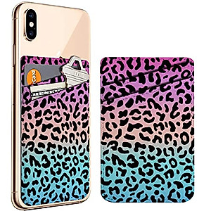 Diascia Pack of 2 - Cellphone Stick on Leather Cardholder ( Gradient Pink Blue Leopard Pattern Pattern ) ID Credit Card Pouch Wallet Pocket Sleeve