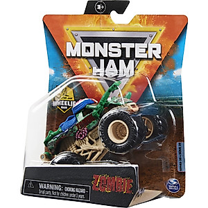 Monster Jam 2021 Spin Master 1:64 Diecast Monster Truck with Wheelie Bar: Bone Yard Trucks Biker Zombie