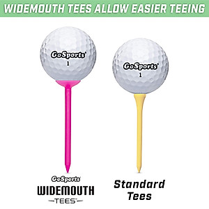 GoSports 3.25” Widemouth Tees Plastic Golf Tees, 60 Tee Player’s Pack - Max Distance and Easier Teeing