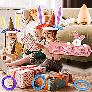 Easter Game Inflatable Bunny Ring Toss Games 2 Sets & 8 Rings, Inflatable Ring Toss Games 11Pcs with Pump for Easter Party Favors Indoor Outdoor Games