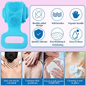 FEBSNOW 2 Pcs Silicone Back Scrubber for Shower,Silicone Body Scrubber,Exfoliating &amp; Deep Clean,Silicone Bath Body Brush for Men and Women,Comfortable Massage and Skin Health