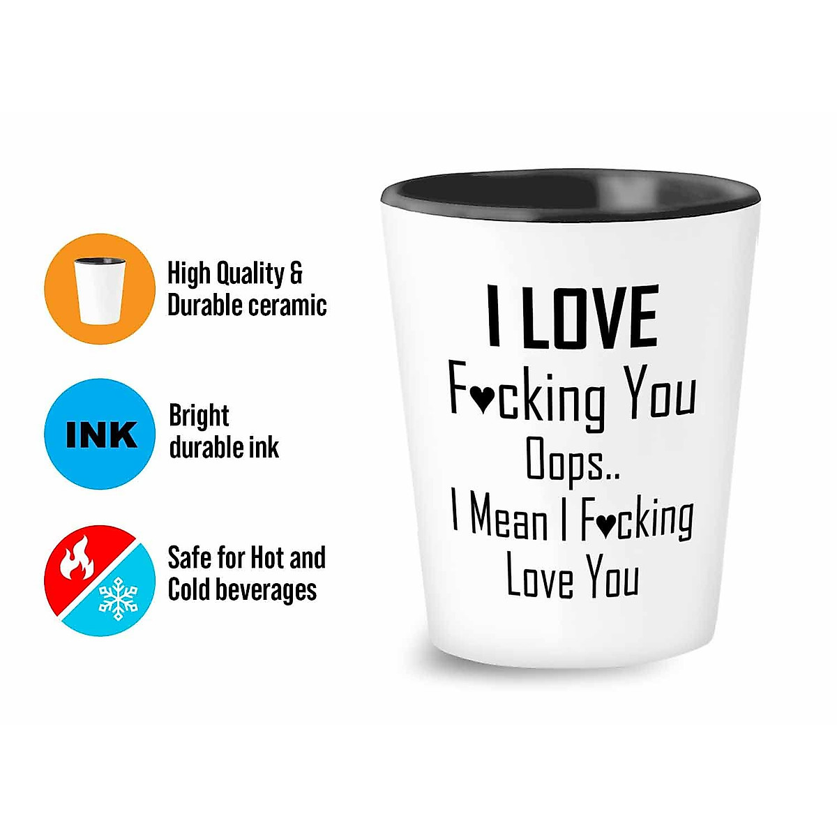 Bubble Hugs Family Shot Glass 1.5oz - I Fcking Love You - Husband Funny Dad Wife Spouse Fiance Fiancee Daughter Children Son