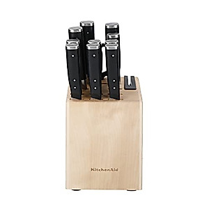KitchenAid Gourmet 11-Piece Japanese Steel Knife Set with Sharpener and Birchwood Block