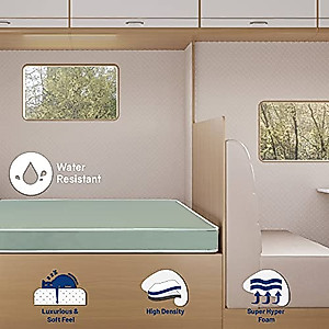 Greaton, 4-Inch High-Density Cooling Gel Memory Foam Vinyl RV Mattress Replacement, Medium Firm, Good for Trailers, Camper Vans, Sofa Bed and Other Furniture Application, 72" x 36", White