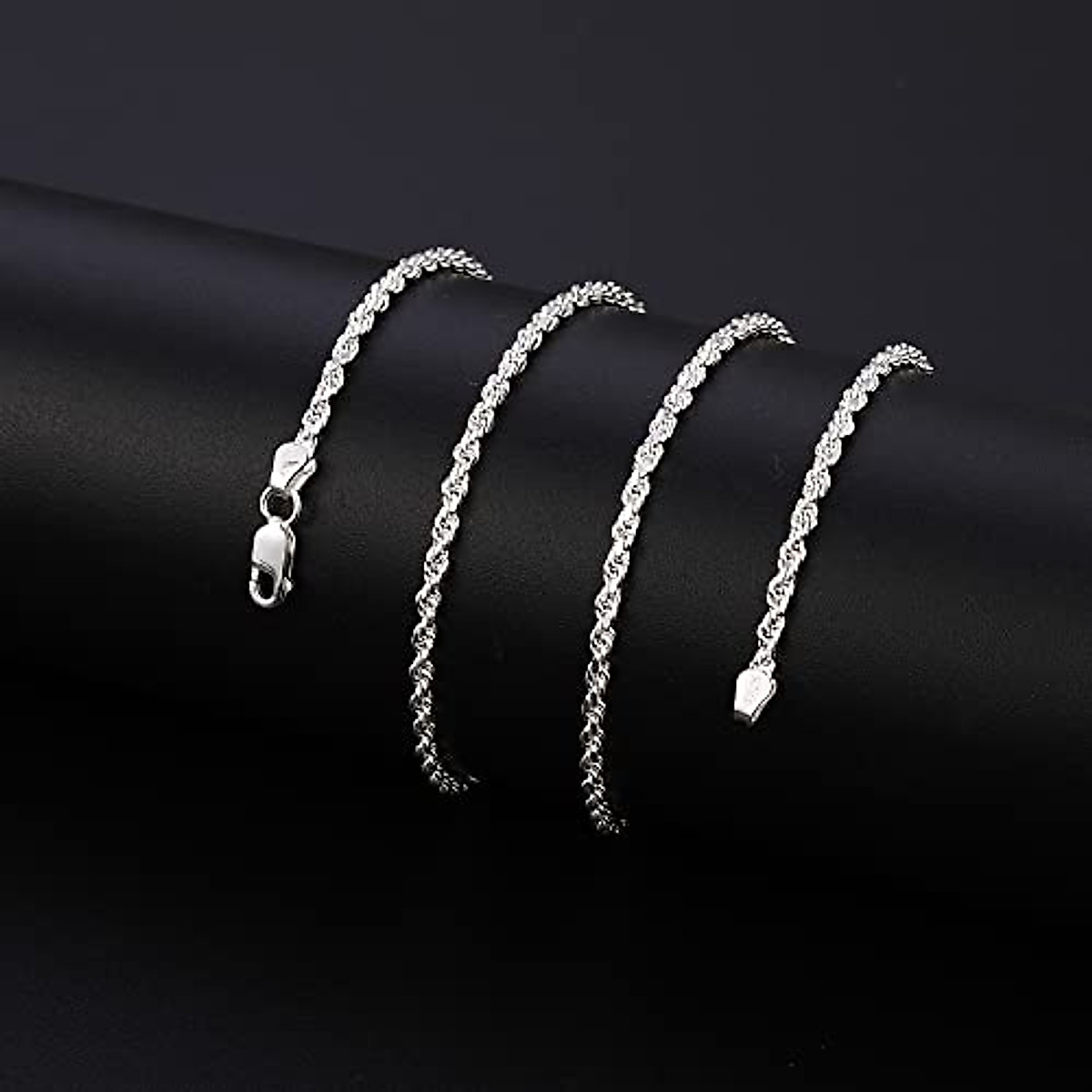 GLIVEOR Silver Chain for Men, 16 Inch Sterling Silver Chain for Men 2.5mm Mens Necklaces Silver Chain for Men Silver Chain Necklace Chains for Men Rope Chain Mens Silver Chain Necklace for Men
