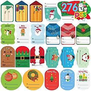 Christmas Gift Tags Self Adhesive Stickers - Christmas Stickers - Christmas Wrapping Paper - Christmas Decorations - Gift Tags for Christmas Presents to from Stickers 276Pcs