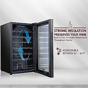 SCHMECKE 34 Bottle Compressor Wine Cooler Refrigerator w/Lock | Large Freestanding Wine Cellar | 41f-64f Digital Temperature Control Wine Fridge For Red, White, Champagne or Sparkling Wine - Black