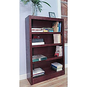 BOWERY HILL Traditional 48" Tall 4-Shelf Wood Bookcase in Cherry