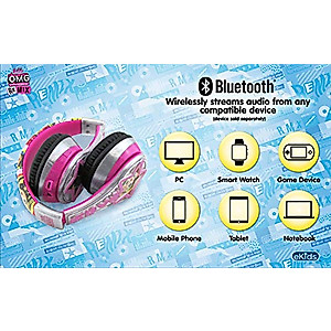 eKids LOL Surprise Kids Bluetooth Headphones, Wireless Headphones with Microphone Includes Aux Cord, Volume Reduced Kids Foldable Headphones for School, Home, or Travel