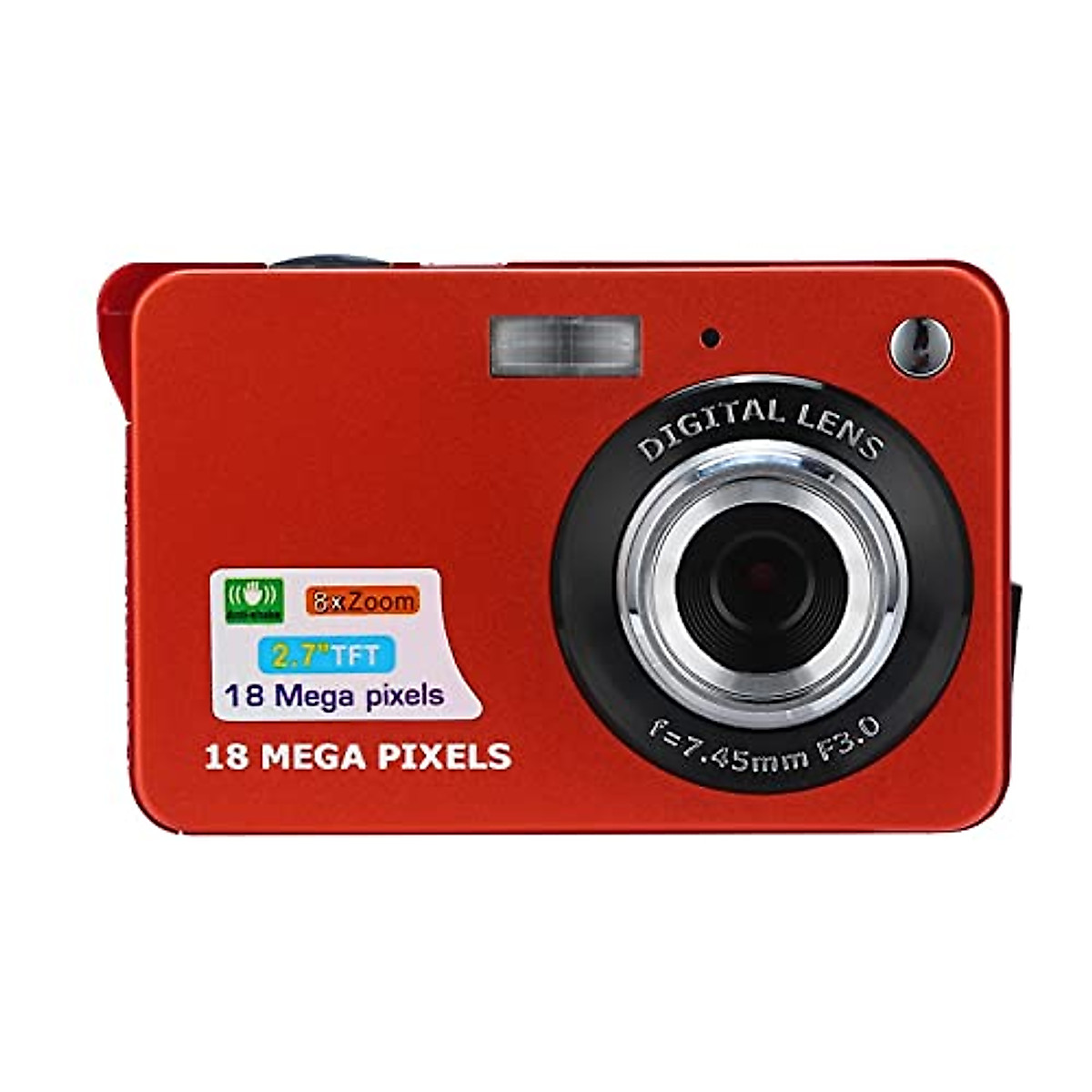 Niaviben Portable Digital Camera 18 Million Pixel High Definition Screen Mini Compact Camera for Home Selfie 2.7 inch Red