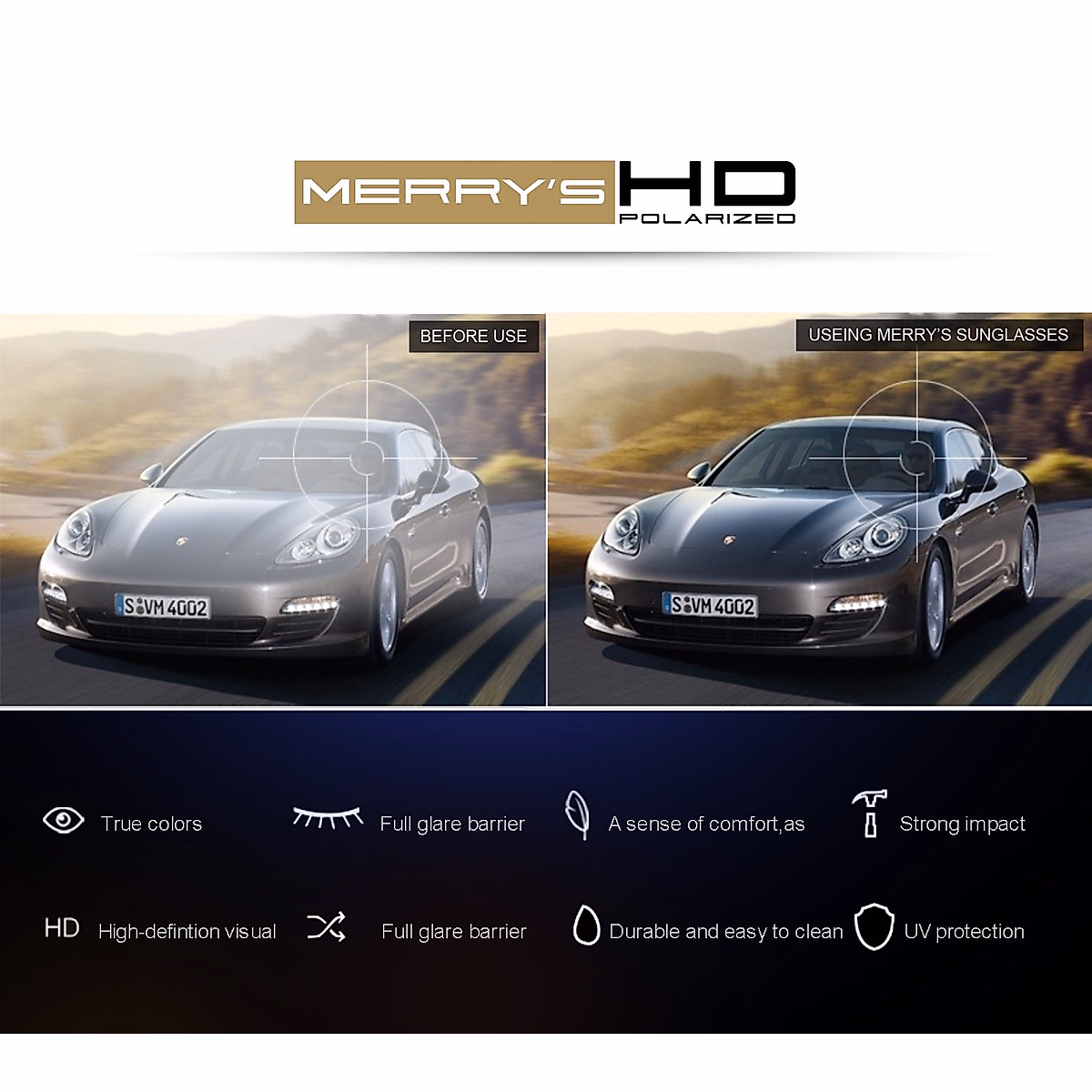 MERRY'S Men Polarized Sunglasses Male Women Outdoor Fishing Sun glasses (Brown, 58)