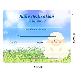 wootile Certificate Baby Dedication Card 8.26 x 11 Inch Baby Dedication Certificate with Baby Lamb Christening Baby Dedication Certificates for Church Gifts 24 Pack (Colorful)